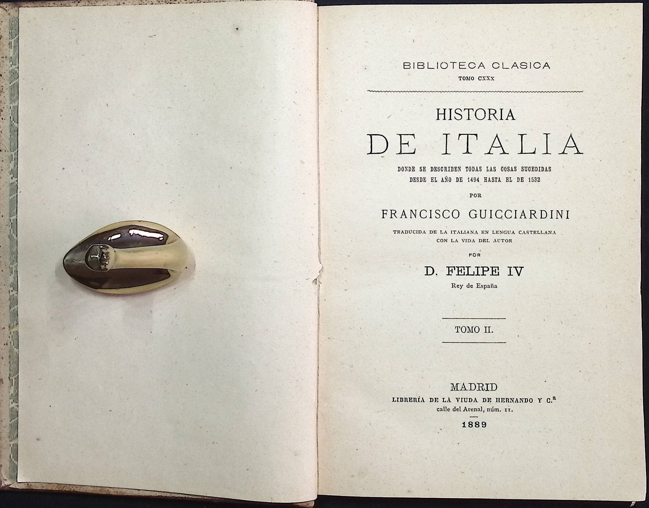HISTORIA DE ITALIA - Libro Antiguo Clásico