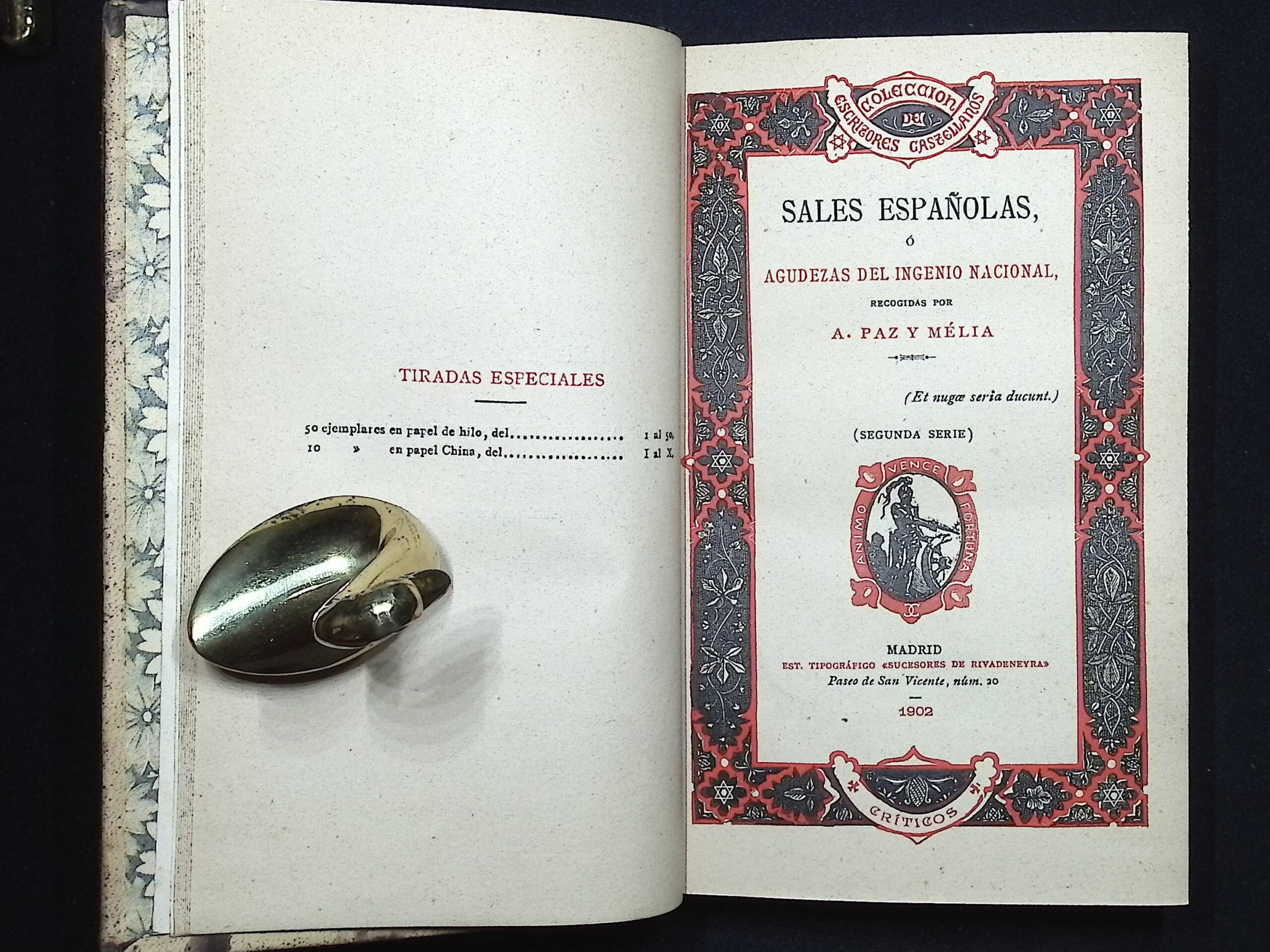 SALES ESPAÑOLAS, O AGUDEZAS DEL INGENIO NACIONAL - Libro Antiguo Clásico