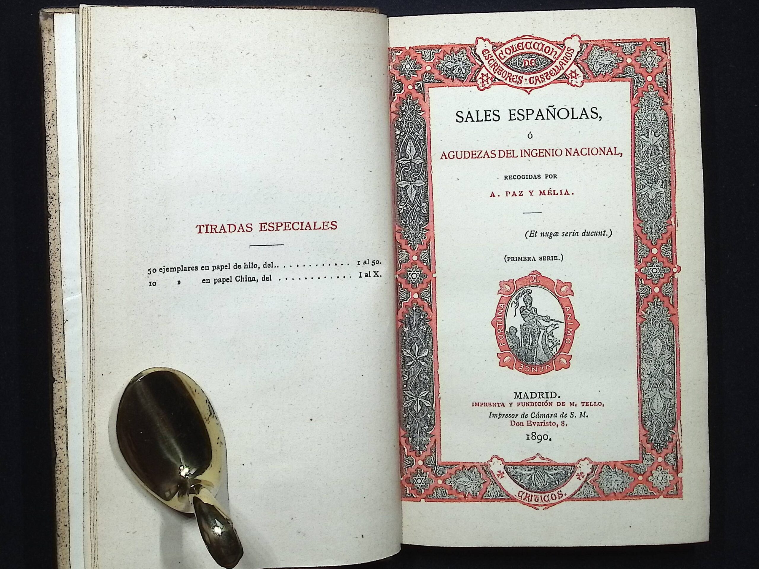 SALES ESPAÑOLAS, O AGUDEZAS DEL INGENIO NACIONAL - Libro Antiguo Clásico