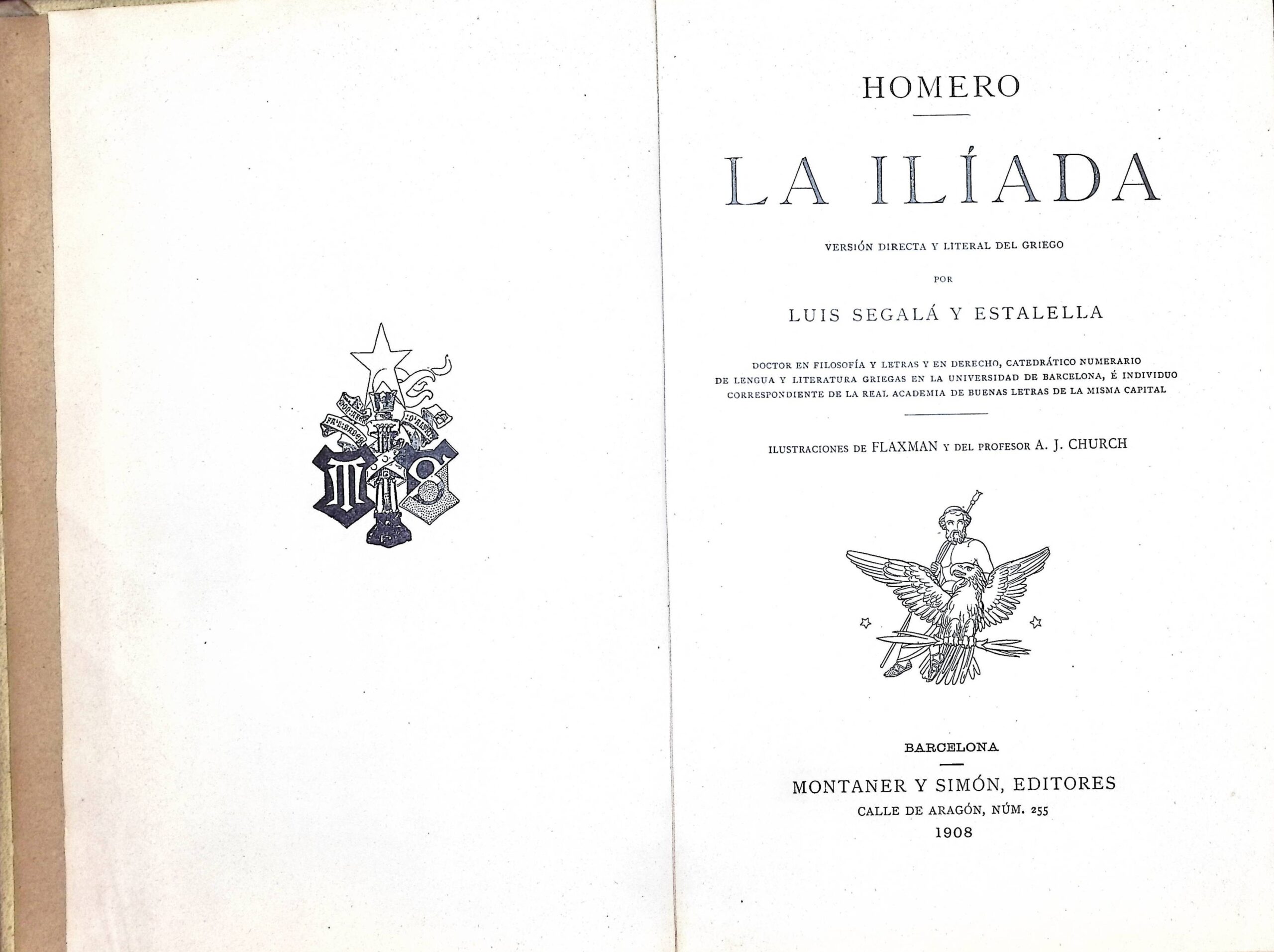 LA ILÍADA -HOMERO- - Libro Antiguo Clásico