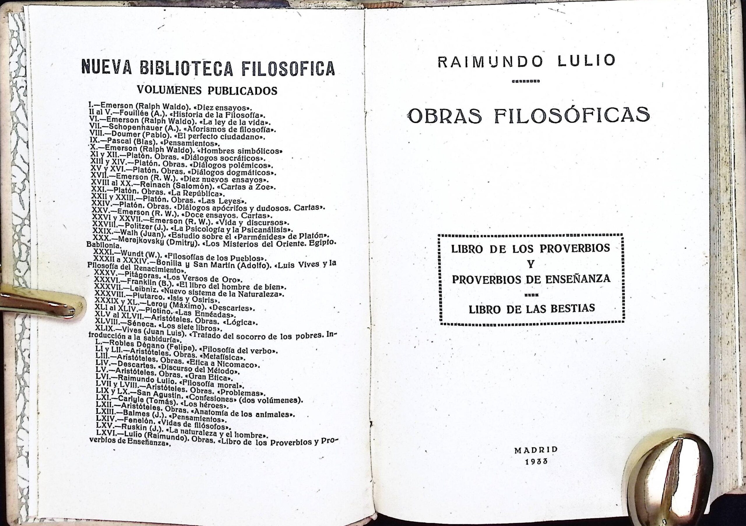 RAIMUNDO LULIO ( OBRAS FILOSÓFICAS) - Libro Antiguo Clásico